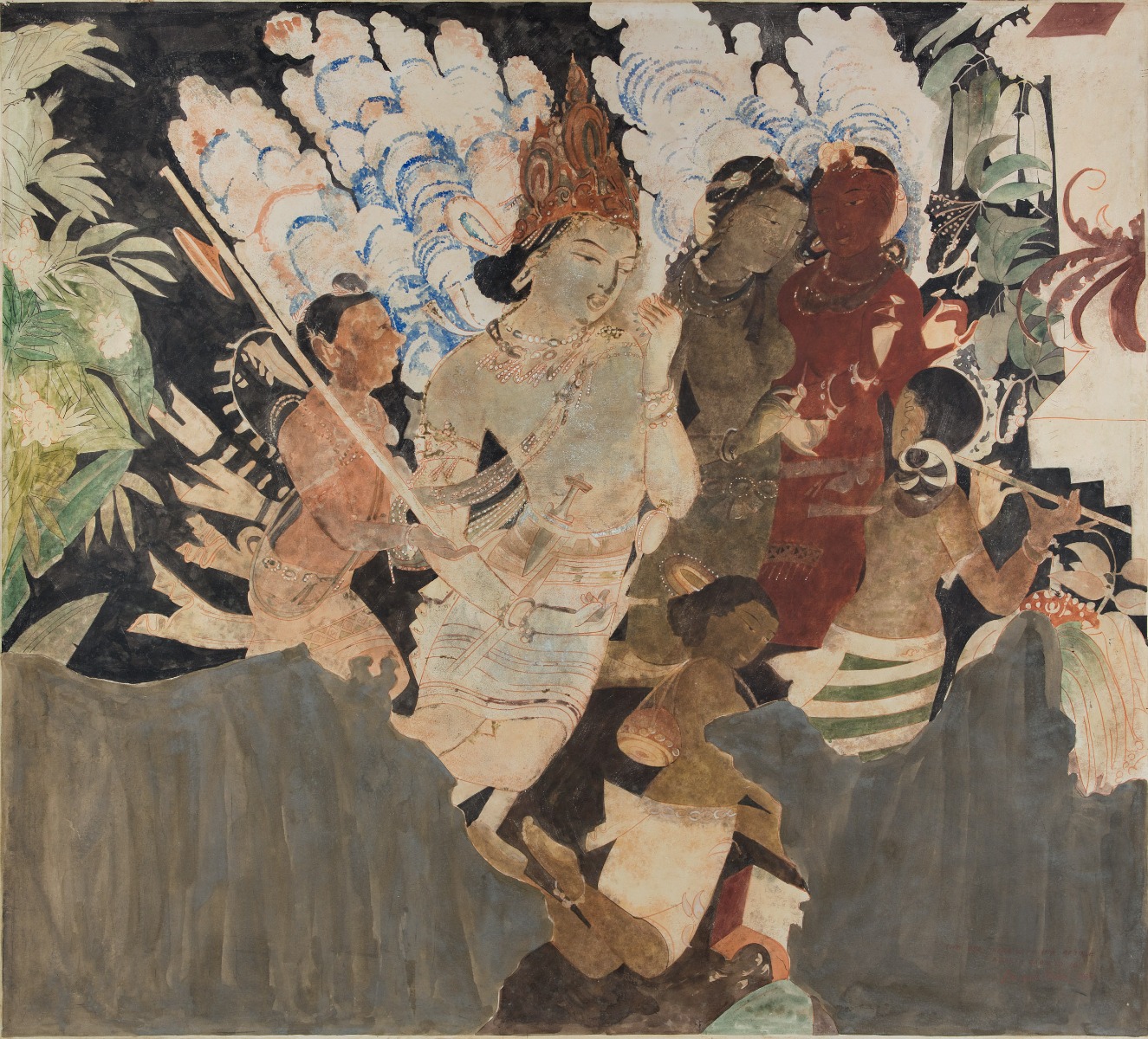 God Indira with his Retinue (Ajanta Cave no. 16)